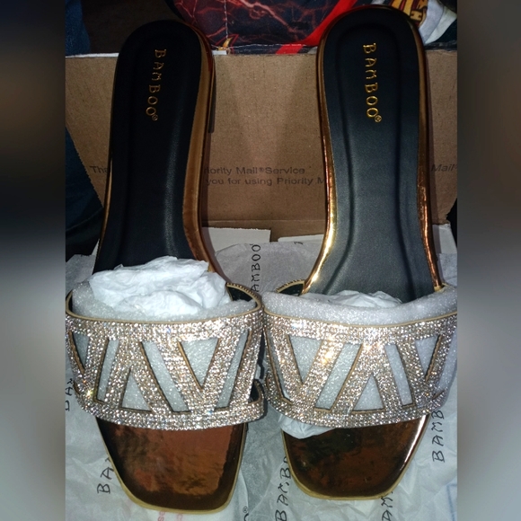 BAMBOO | Shoes | Nwt Bamboo Silver Sequin Gold Bottom Flats Size 1 ...